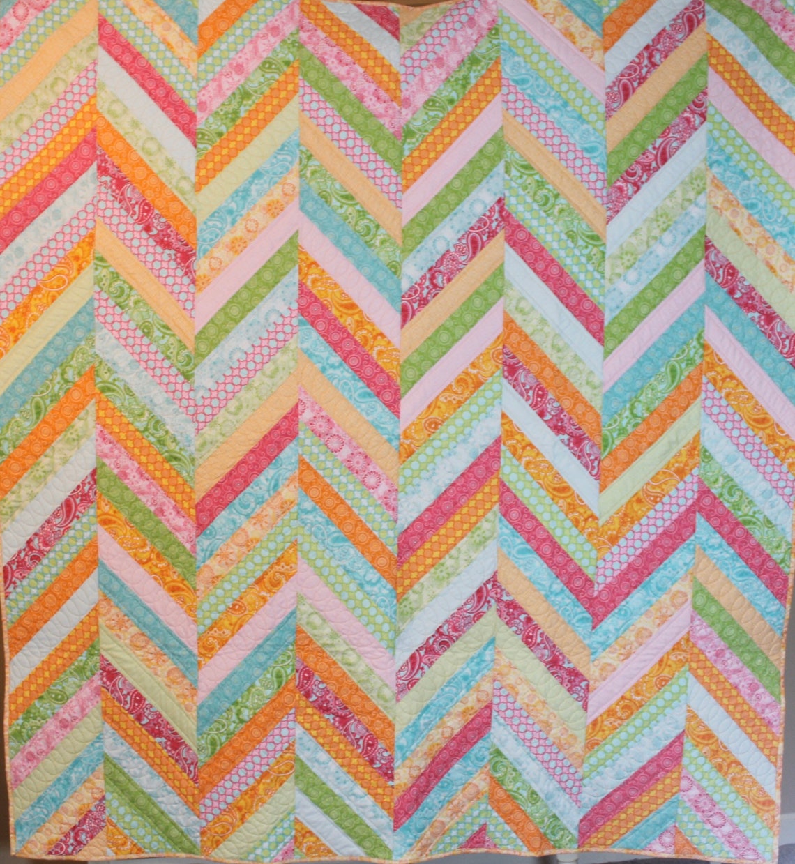 Bright Chevron Quilt - Etsy