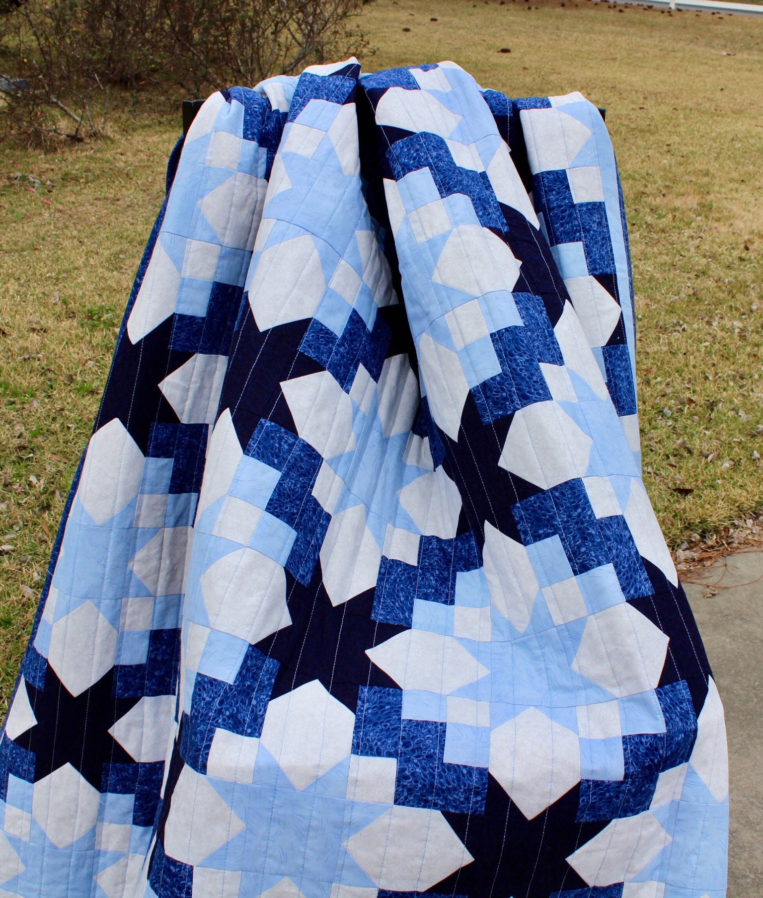 Blue Stars Quilt - Etsy