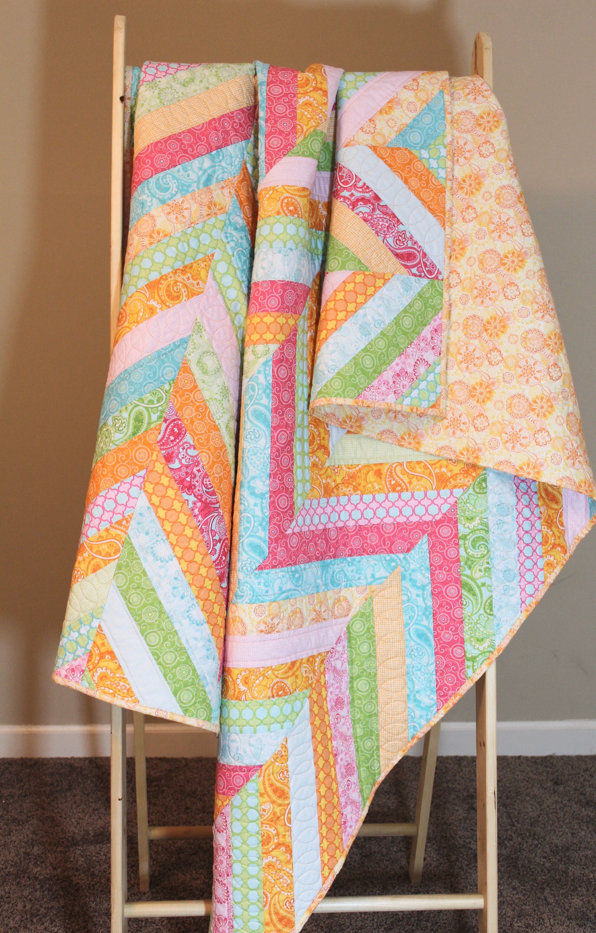 Bright Chevron Quilt - Etsy