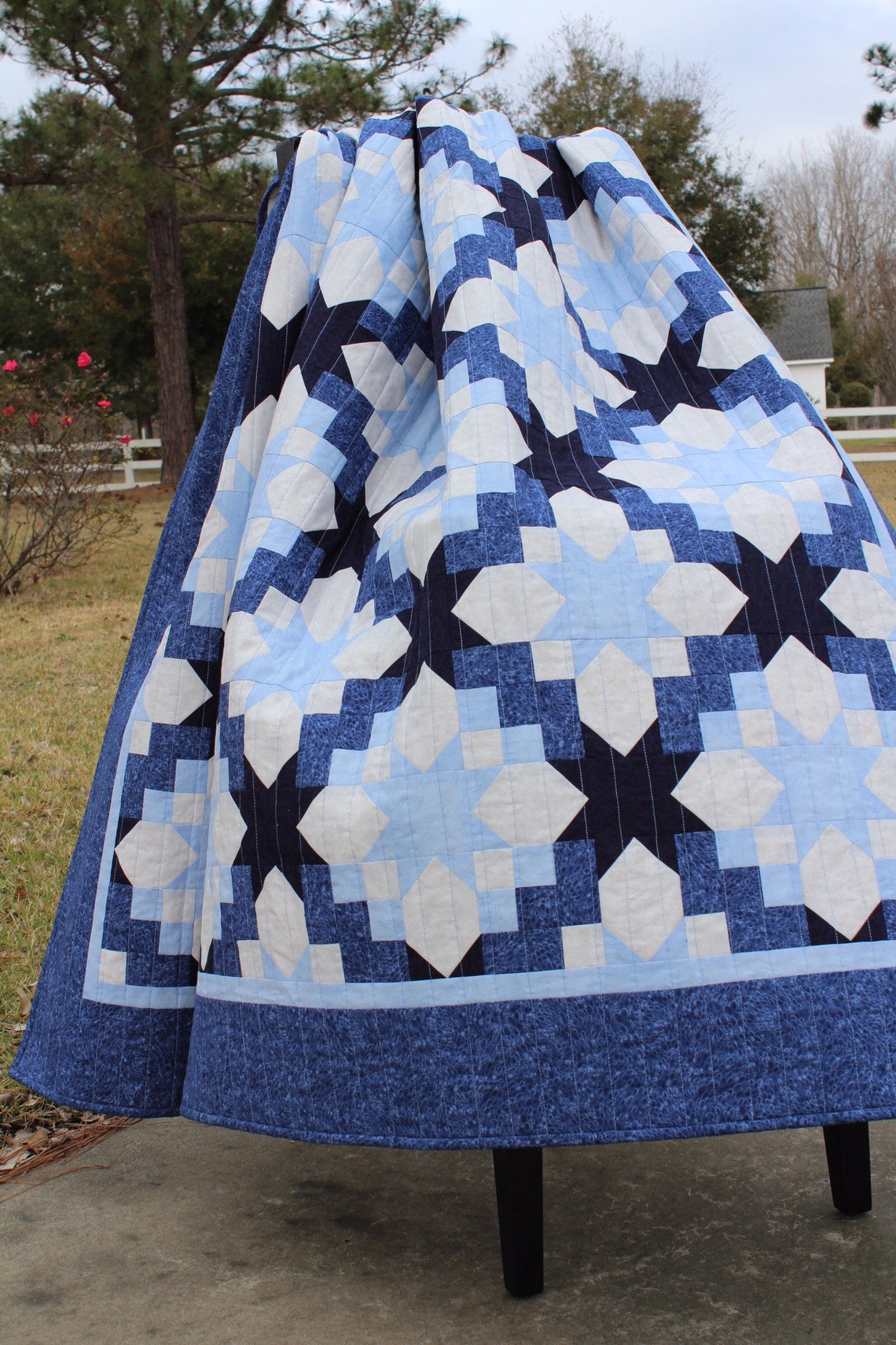 Blue Stars Quilt - Etsy