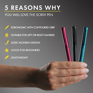 SCRIVI PENS - Black Fountain Pen | Medium & Extra Fine Nib | Fountain ...