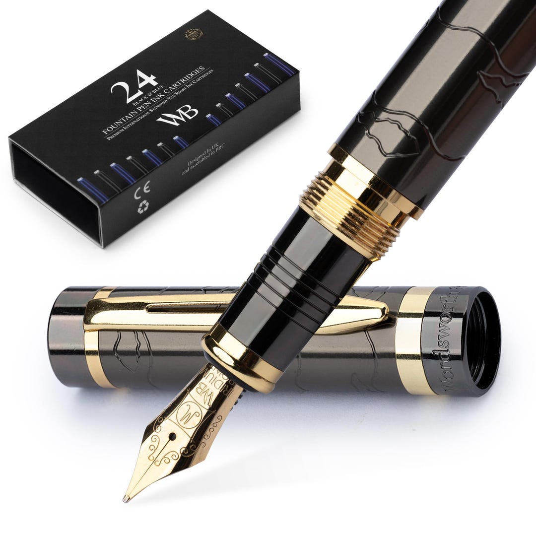 Wordsworth & Black Primori Fountain Pen Set Comes With 24 Ink Cartridges, Refill Converter ...