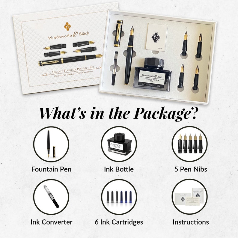 Fountain Pen Gift Set Includes Ink Bottle 6 Ink Cartridges - Etsy