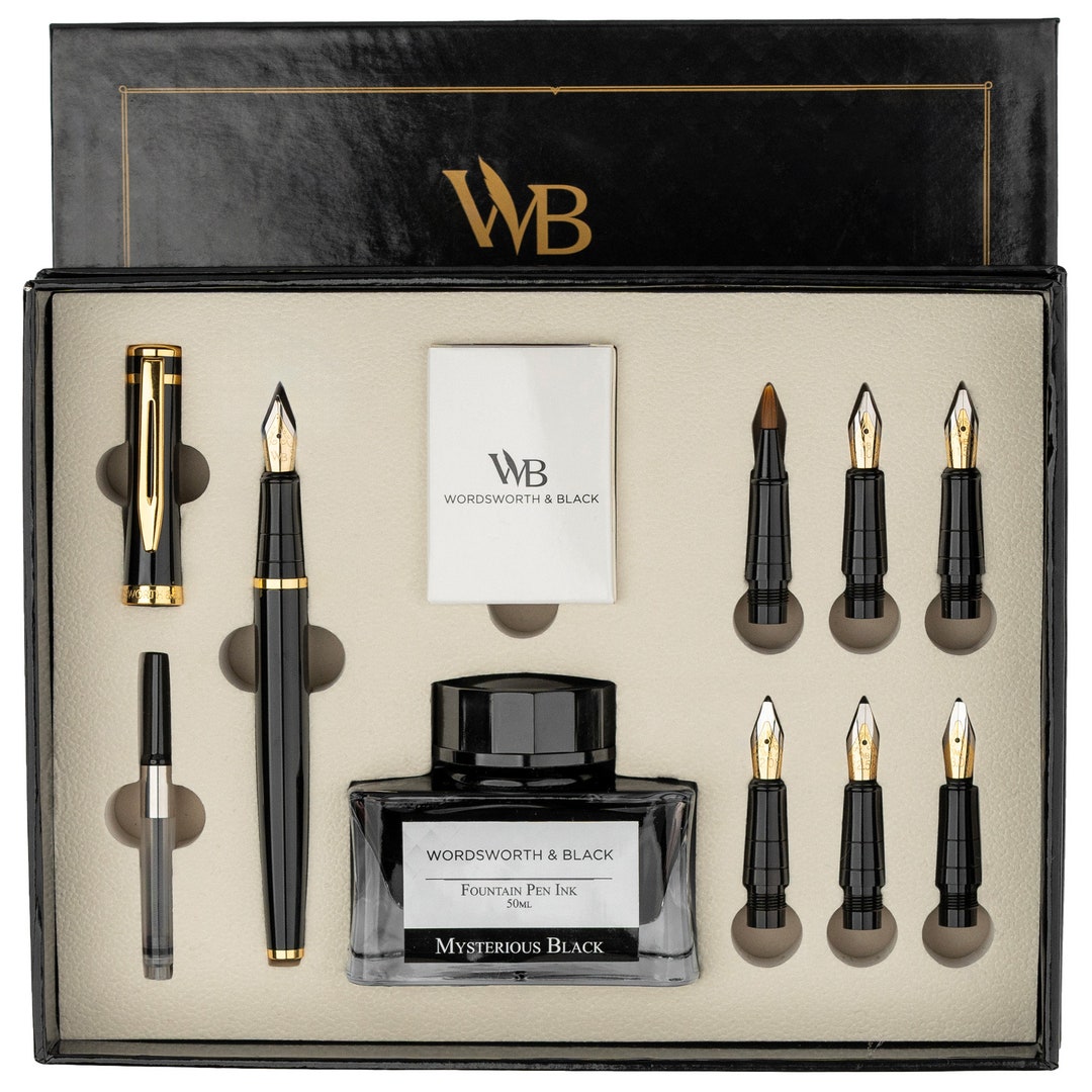 Calligraphy Pen Gift Set, Includes Ink Bottle, 6 Ink Cartridges, Ink ...