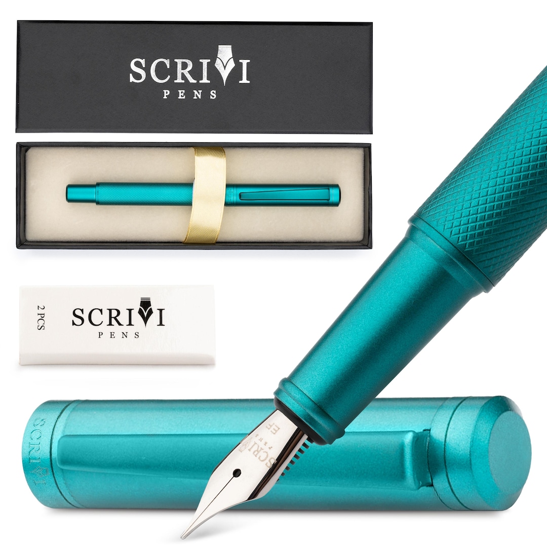SCRIVI PENS - Black Fountain Pen | Medium & Extra Fine Nib | Fountain ...