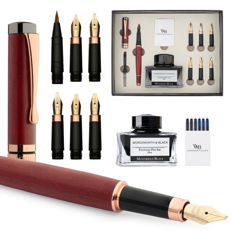 Wordsworth & Black Calligraphy Pen Gift Set, Includes Ink Bottle, 6 Ink ...