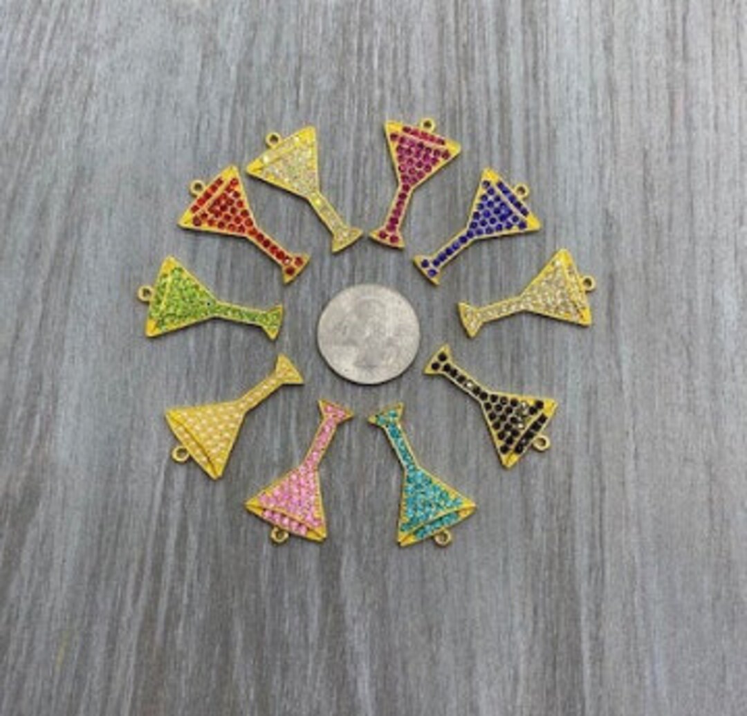 Martini Glass Bling Charm 1pc, DIY Bracelets Necklaces-jewelry Charms ...