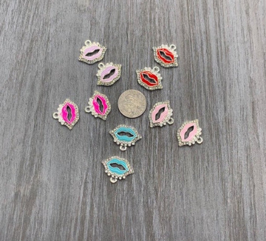 2 PC Tiny Enamel Lips Charms in Silver/gold Designer Inspired - Etsy