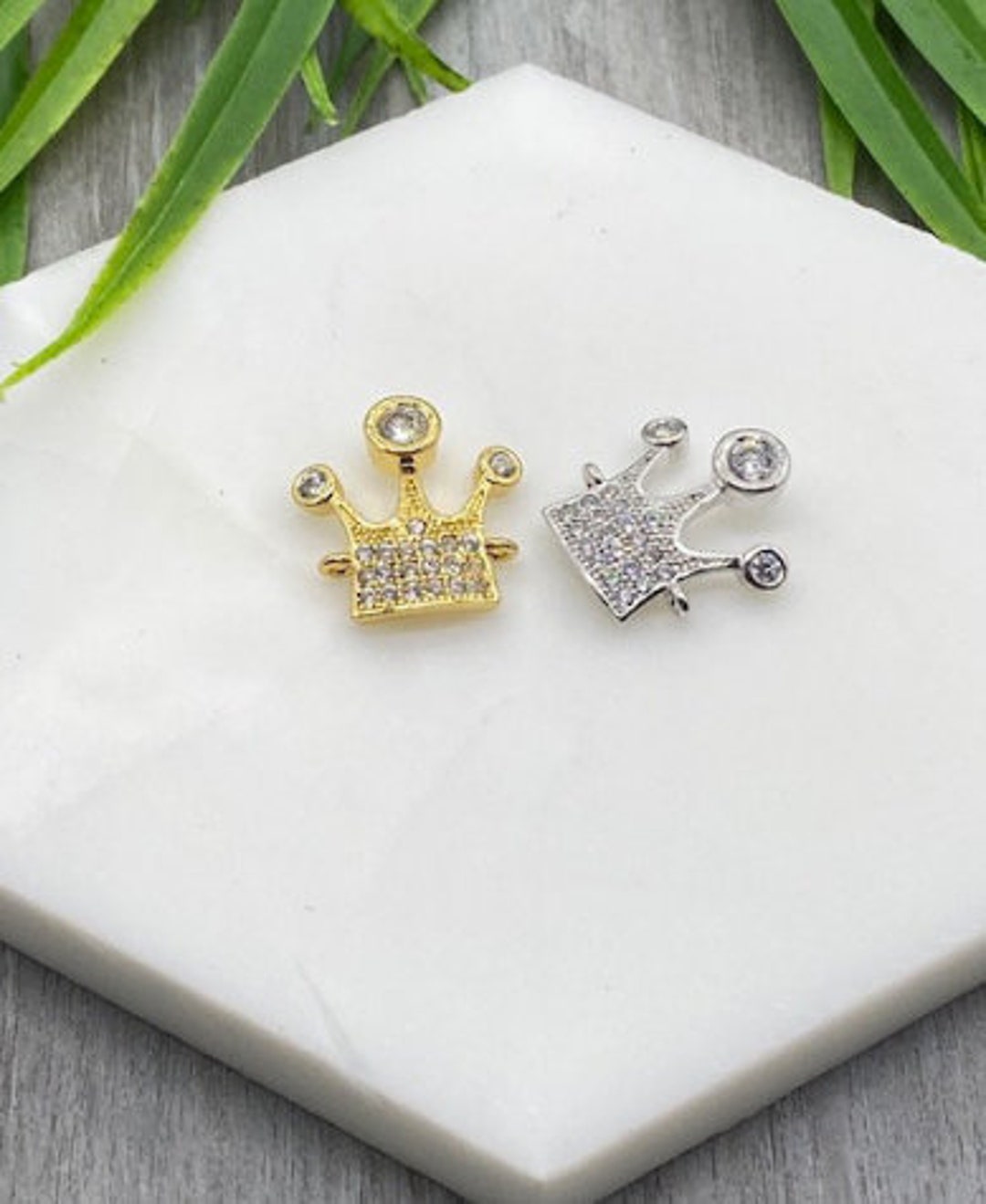 CZ Micro Pave Crown Beading Connector Charm Crown Charm Beading ...