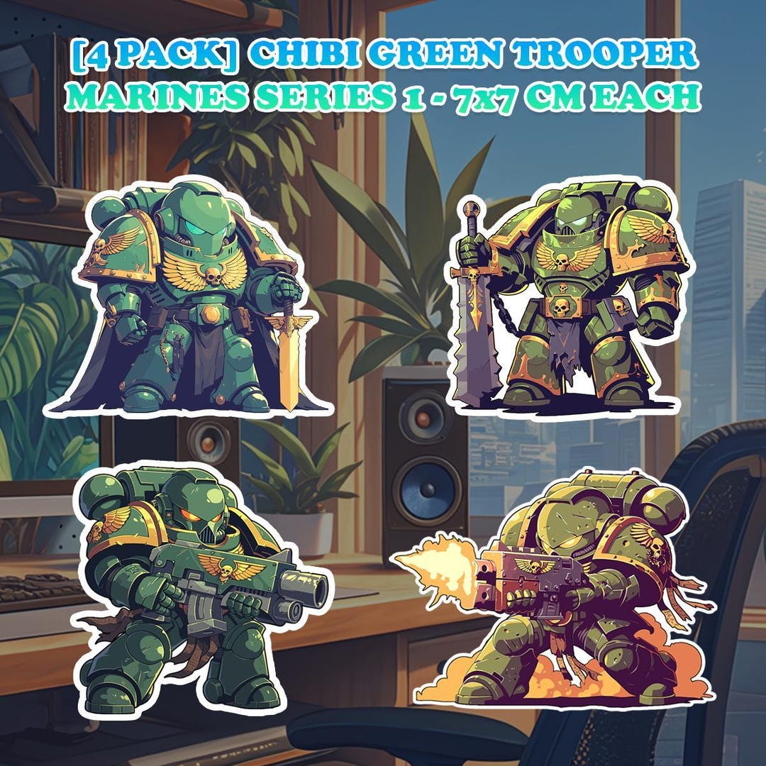 Chibi Marines Sticker Bundle 4-PACK VERSION Green-trooper Water Proof ...