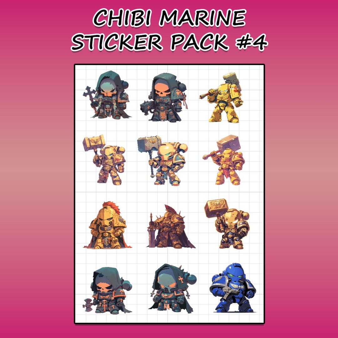 Chibi Marines Sticker MEGA PACK 4 Water Proof Vinyl Sticker for Water ...