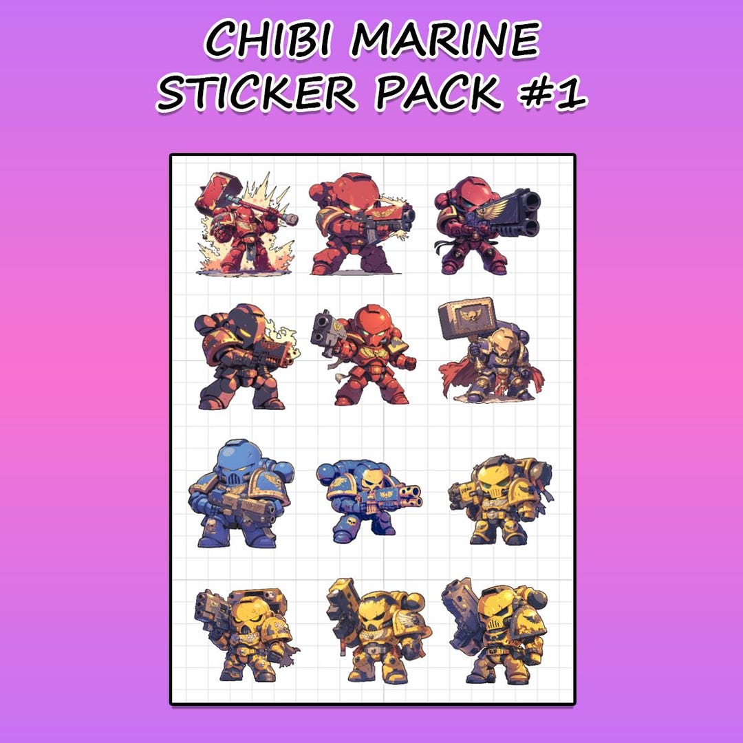 Chibi Marines Sticker MEGA PACK 1 Water Proof Vinyl Sticker for Water ...