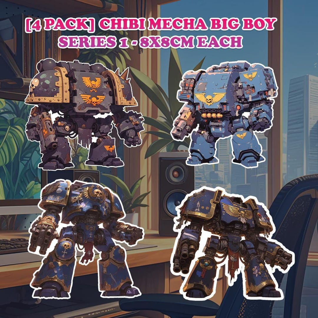 Chibi Mecha Big Boys Sticker Bundle 4-PACK series 1 Waterproof Vinyl ...