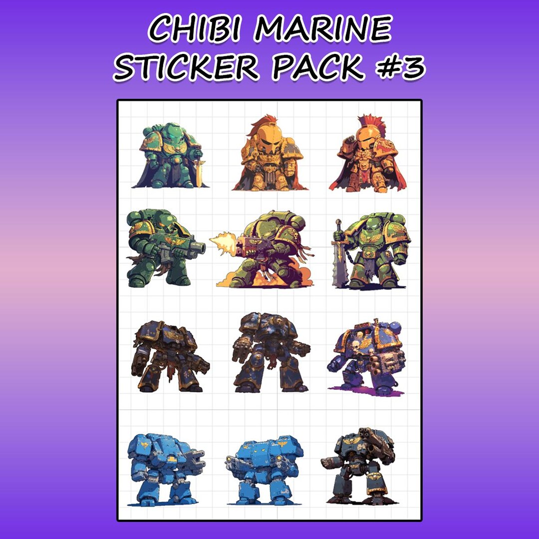 Chibi Marines Sticker MEGA PACK 3 Water Proof Vinyl Sticker for Water ...
