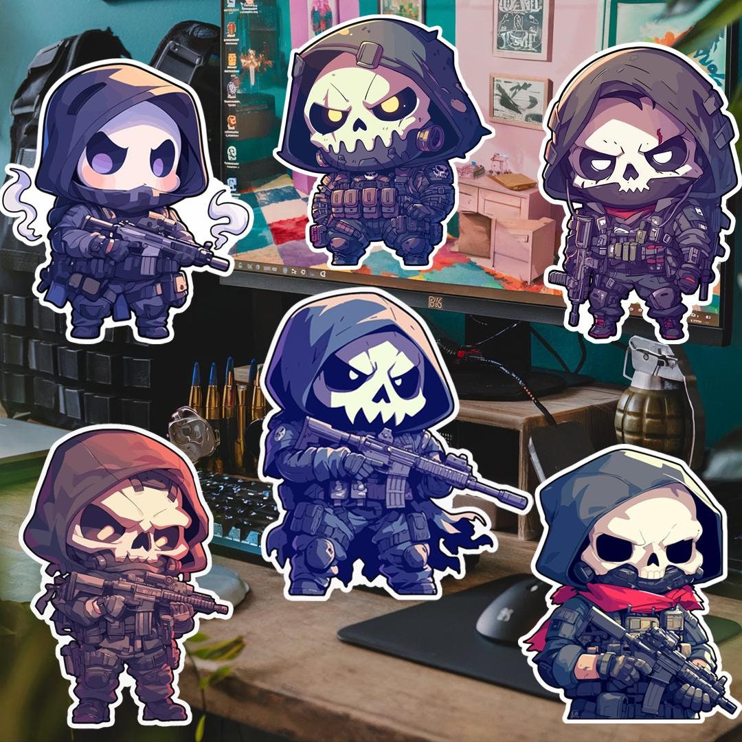 Chibi the Call of Duty Ghost Gamer Shooter Warzone 6 Pack Bundle ...