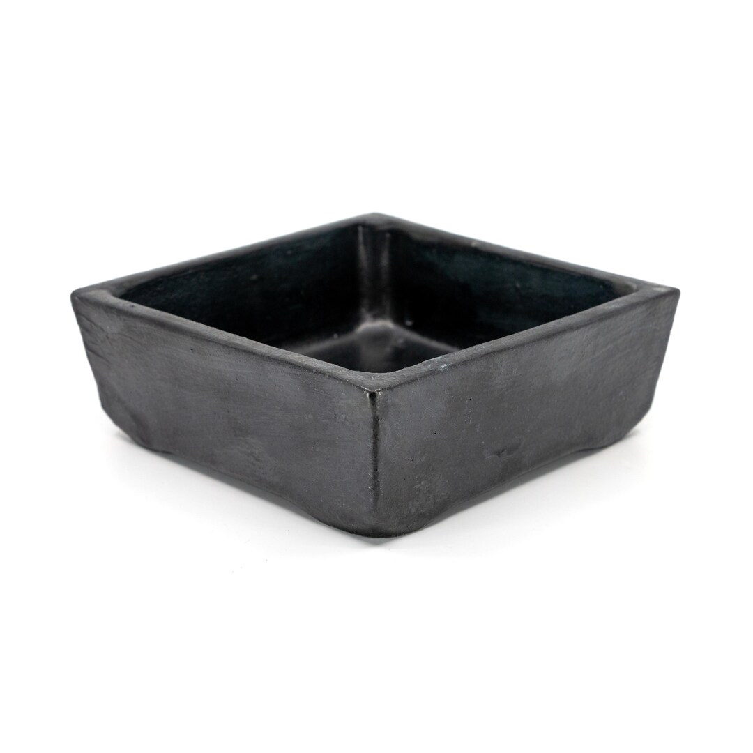 Square Bonsai Pot: Handmade Slab-built Planter - Iron & Black Glaze - Etsy