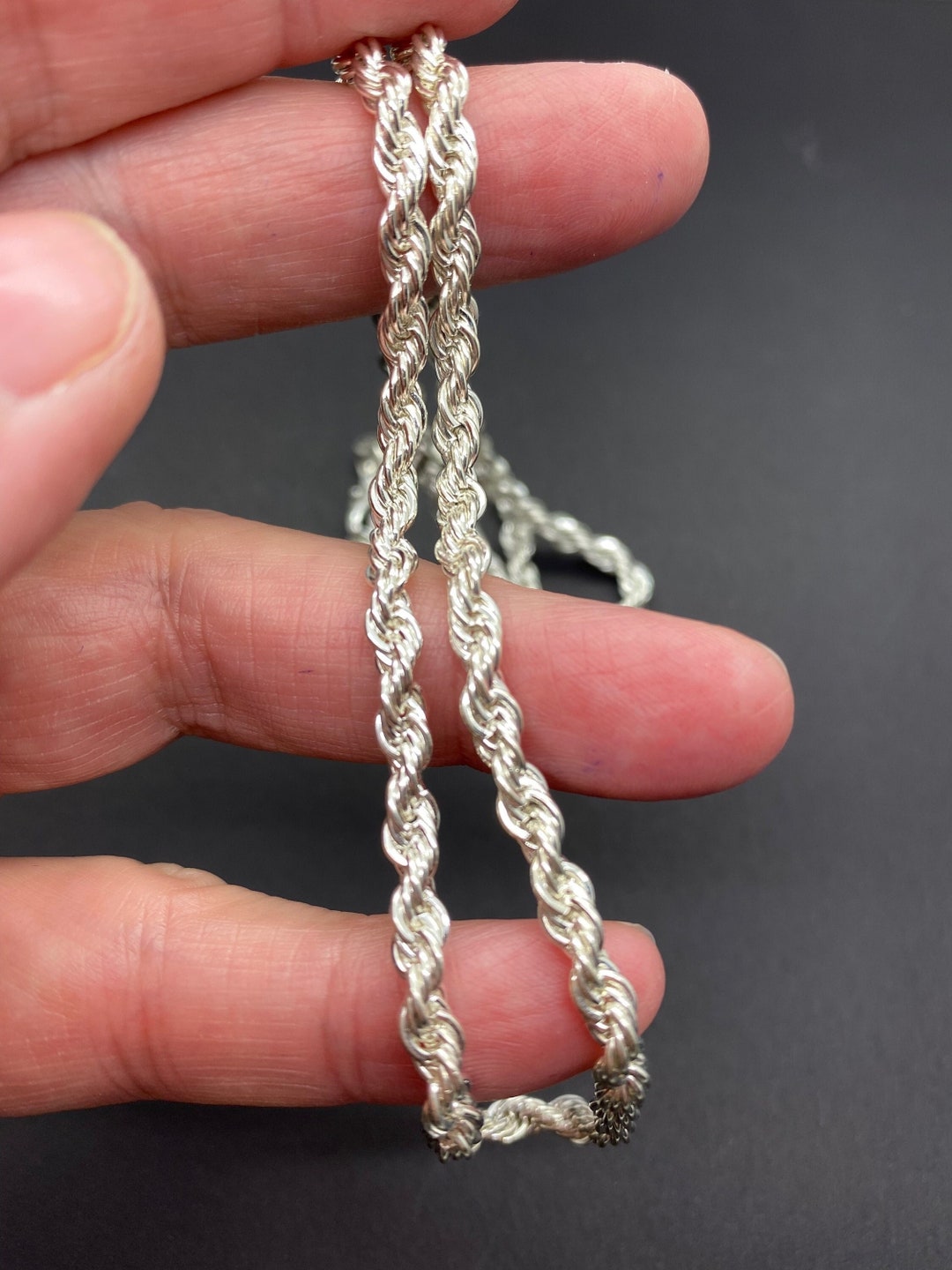 Sterling Silver Twisted Rope Chain in 2 Lengths, His & Her's Silver ...