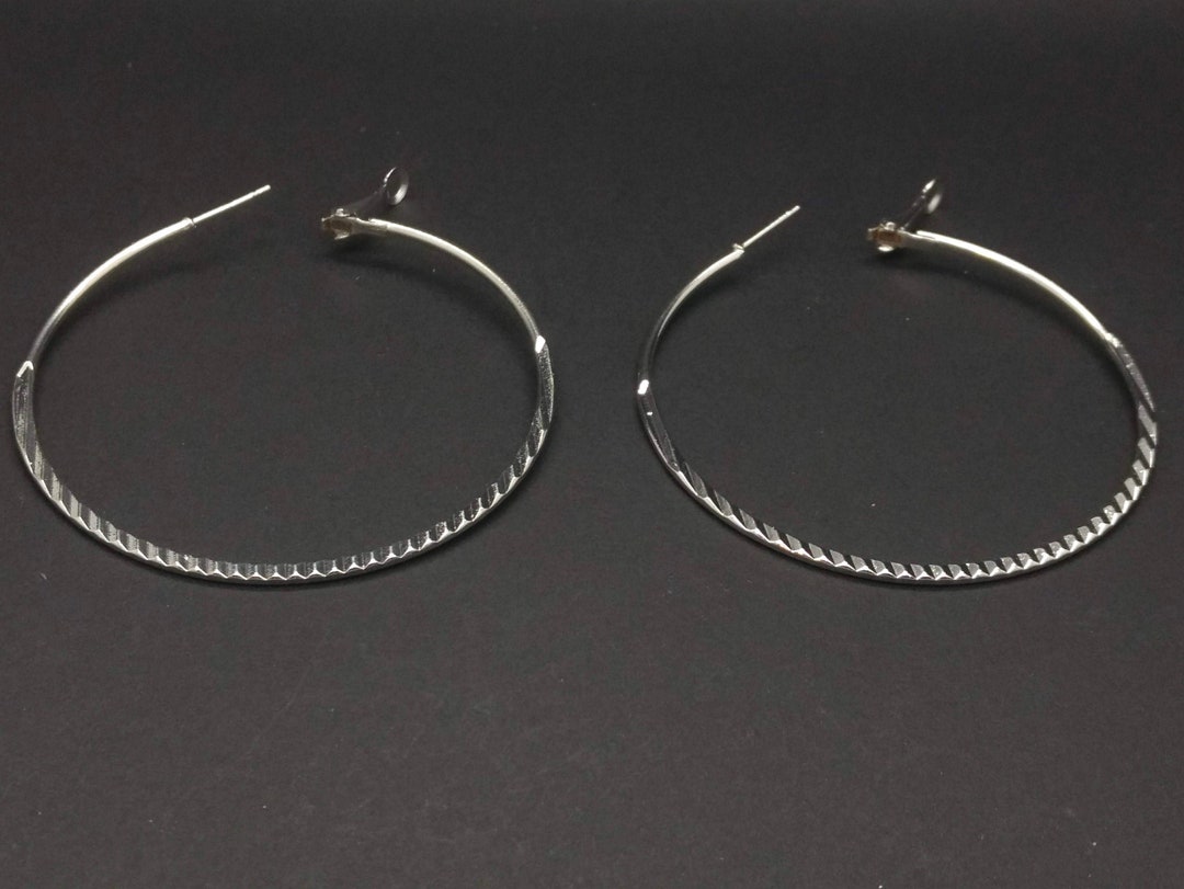 Large Iron Hoops, Lot of 6 or 8 - Silver Hoops, Textured Iron, Basic ...
