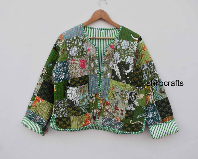 Patchwork Quilted Jackets Cotton Floral Bohemian Style Fall Winter ...