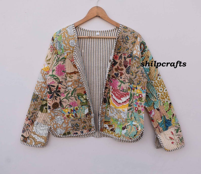 Patchwork Quilted Jackets Cotton Floral Bohemian Style Fall Winter ...
