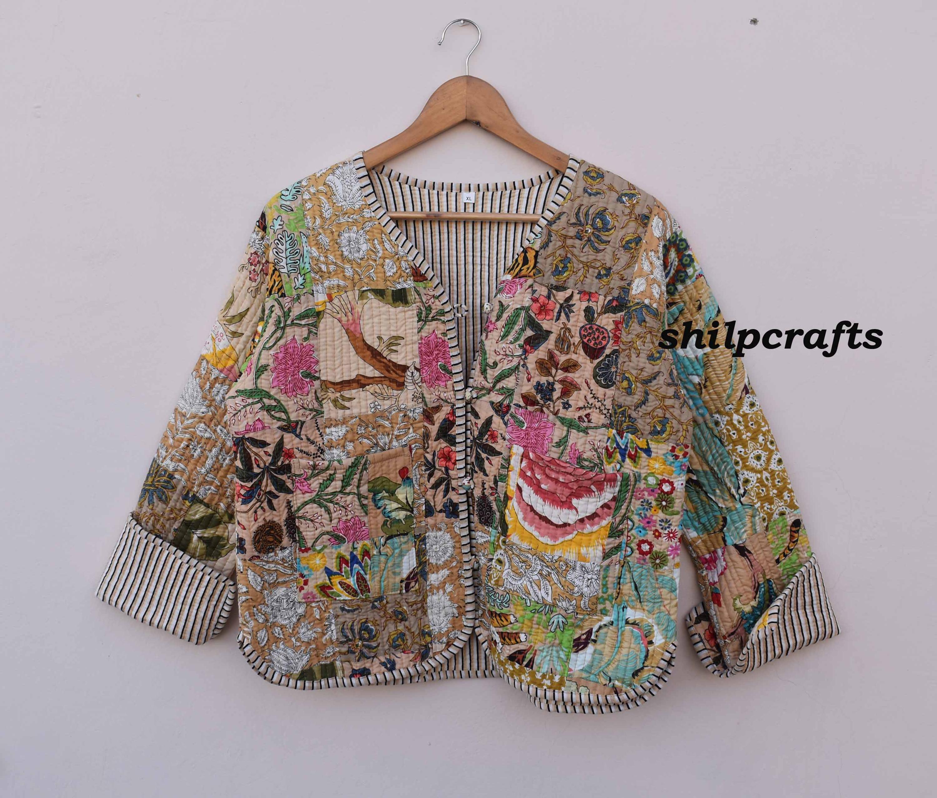 Patchwork Quilted Jackets Cotton Floral Bohemian Style Fall Winter ...