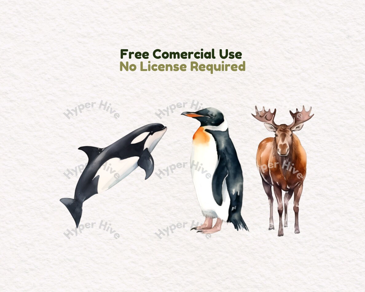 Arctic Animals Watercolor Clipart Antarctic Animals Illustration ...