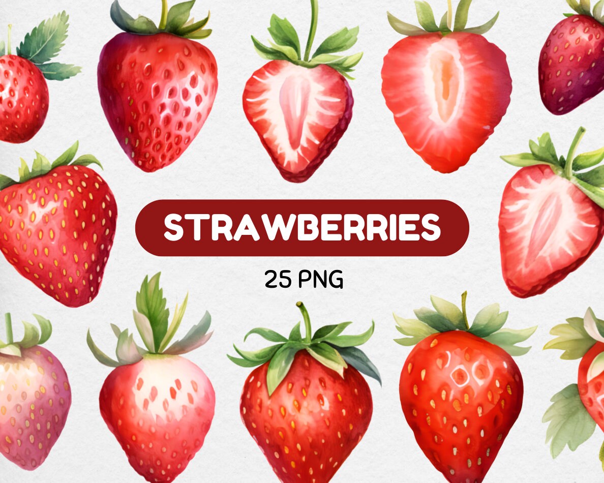 Strawberry Fruit Clipart Strawberries Variety Clipart Set Instant ...