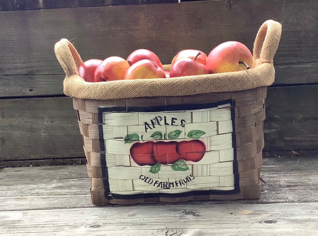 Rattan Apple Basket Hand Painted - Etsy
