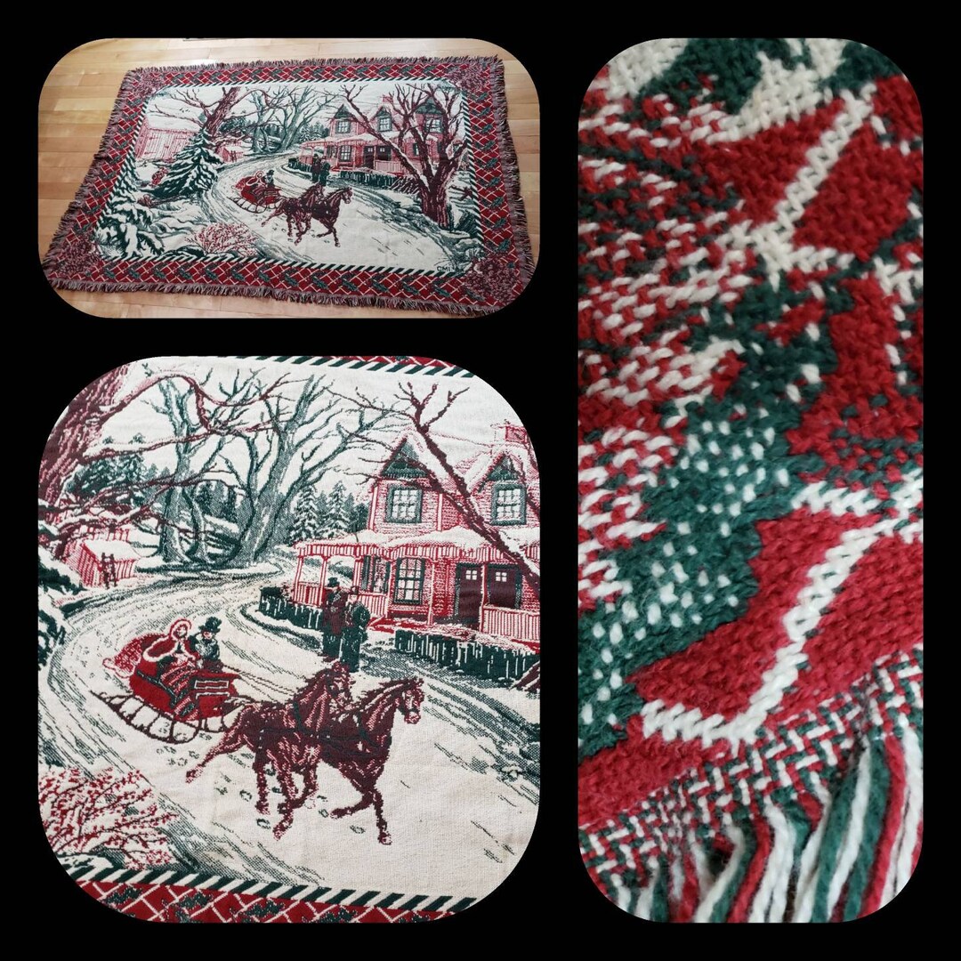 Mid Century Winter Scene Wall Hanging or Floor Rug / 72x 45 - Etsy
