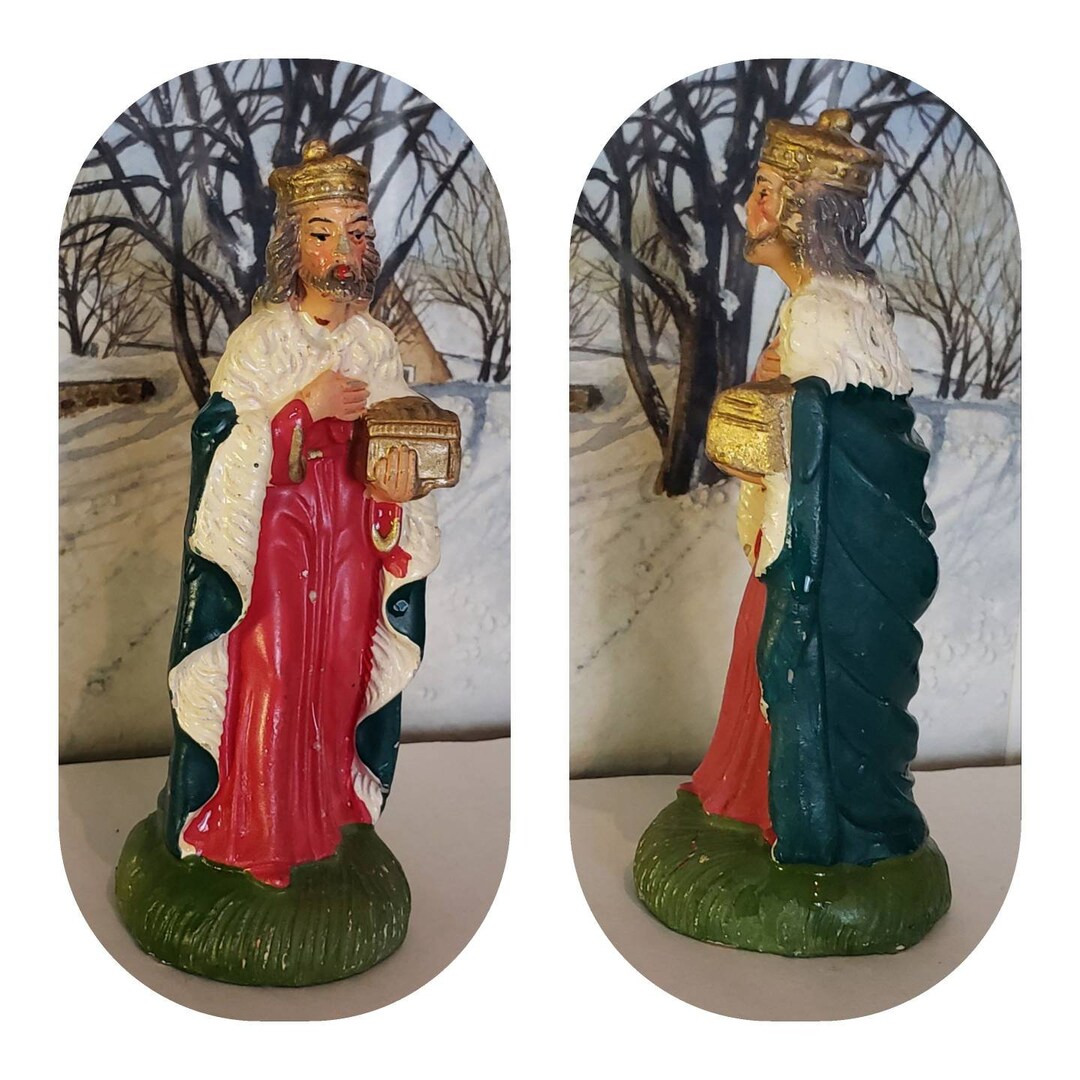 Vintage Wise Men Caspar Crepe Figurine , Nativity King Made in Italy ...