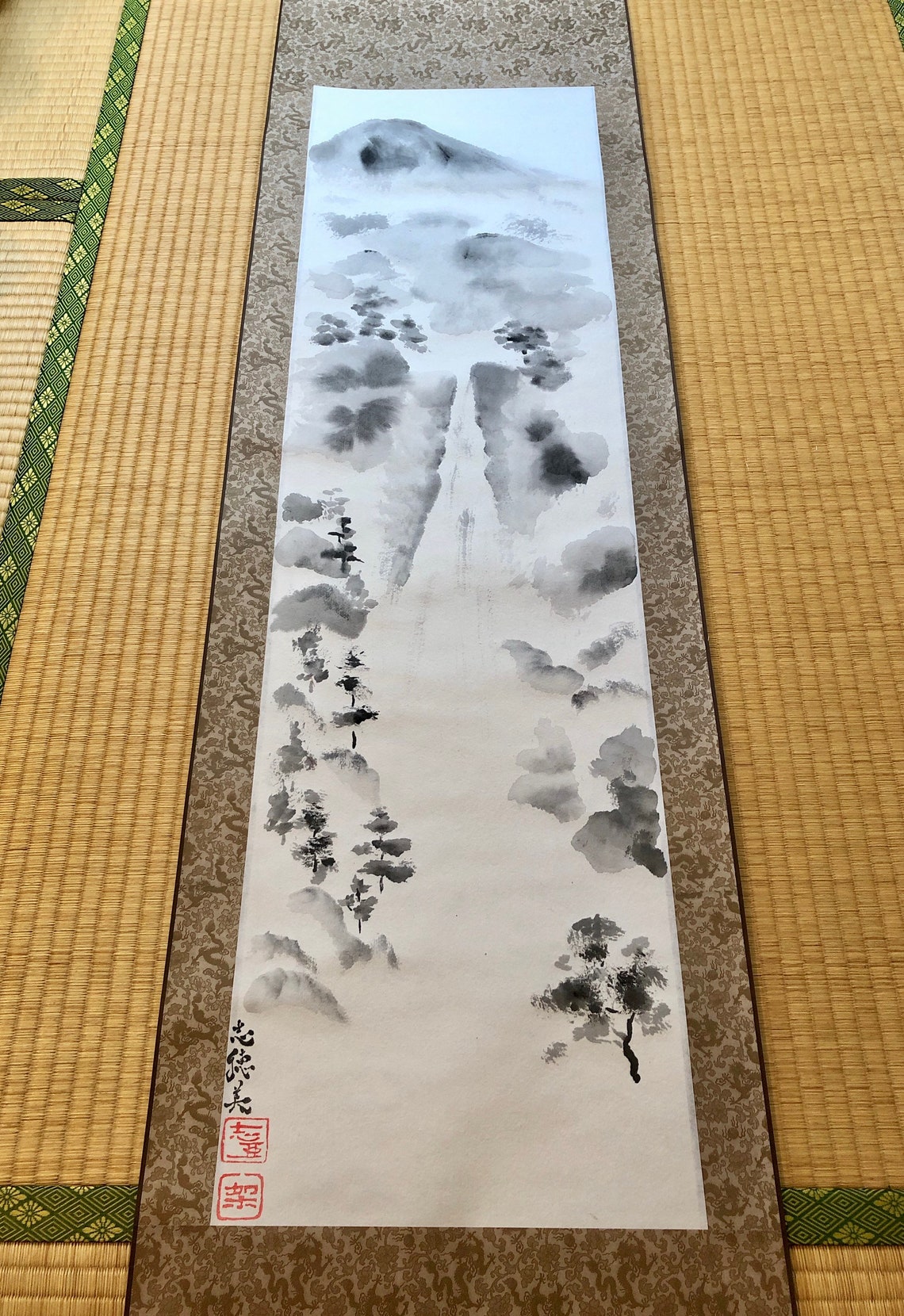 Extra-large Calligraphy Art Japanese Scenery of Mt.fuji and - Etsy