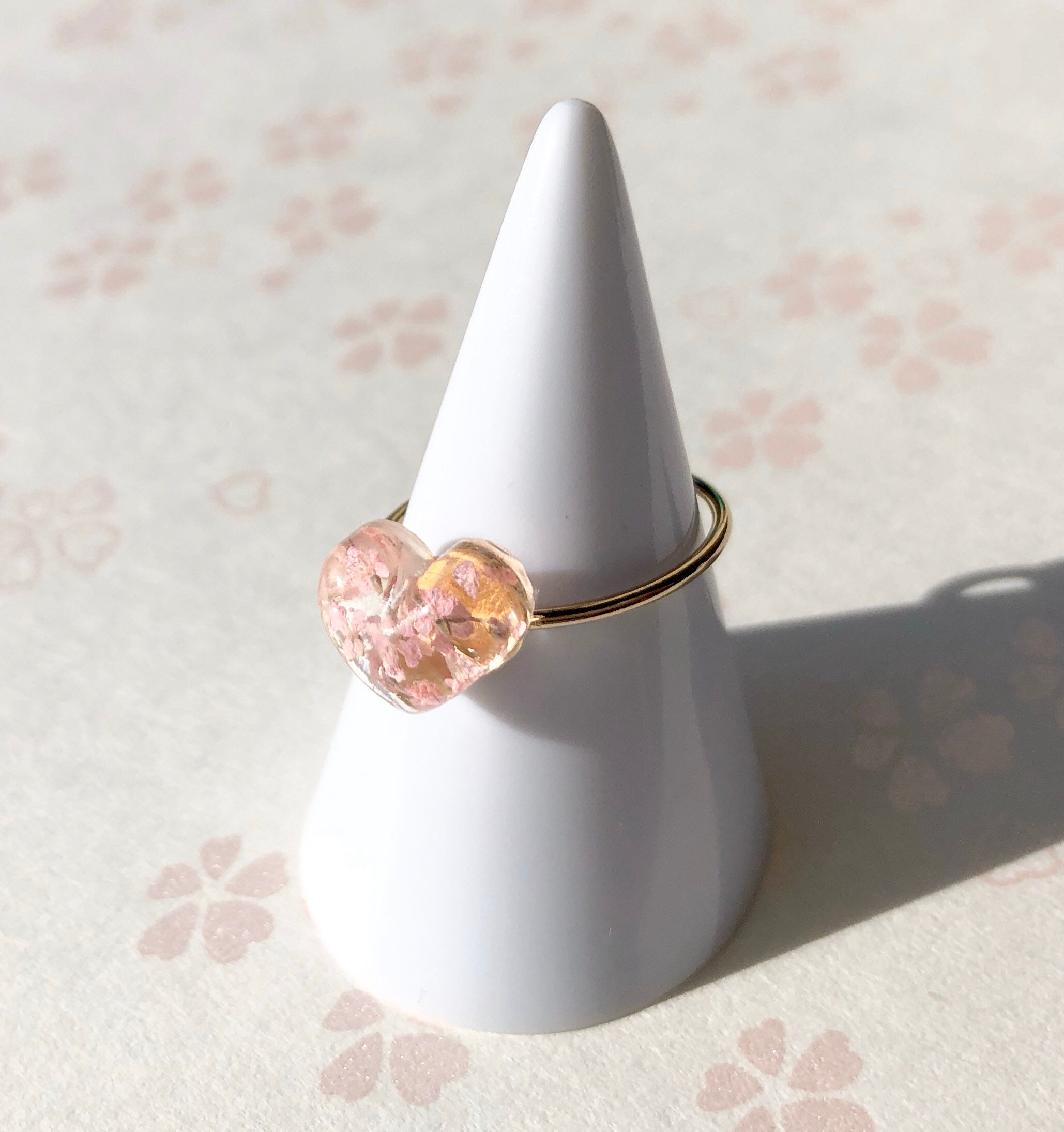 Amazing Heart Shaped Sakura Cherry Blossoms Ring, Miniature 3D Sakura ...