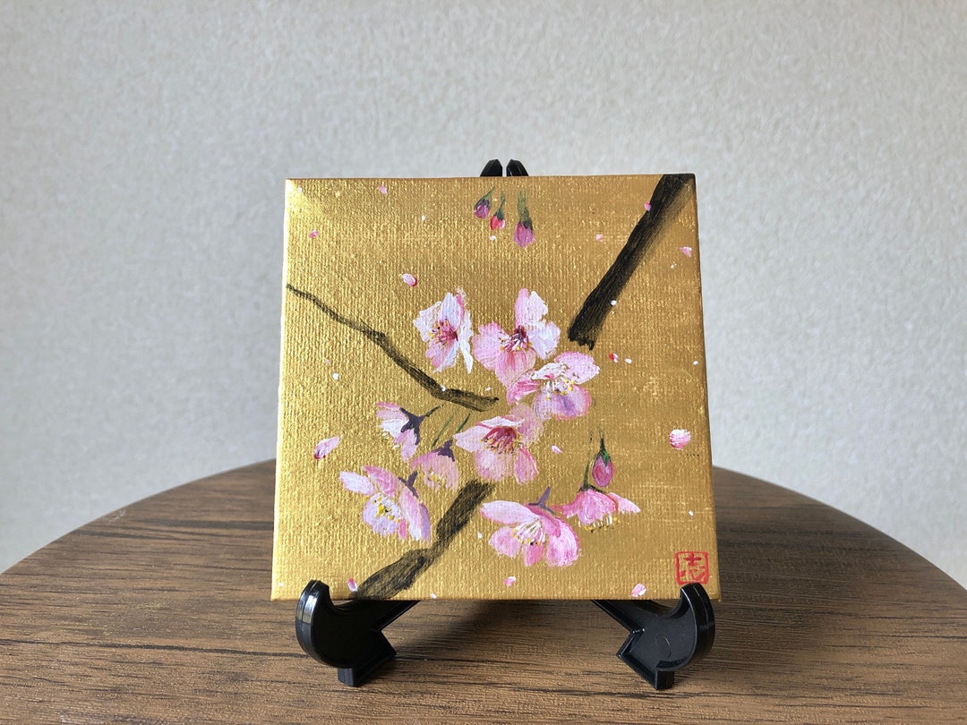 Japanese Miniature ZEN Art Sakura Cherry Blossoms, Unframed Calligraphy ...