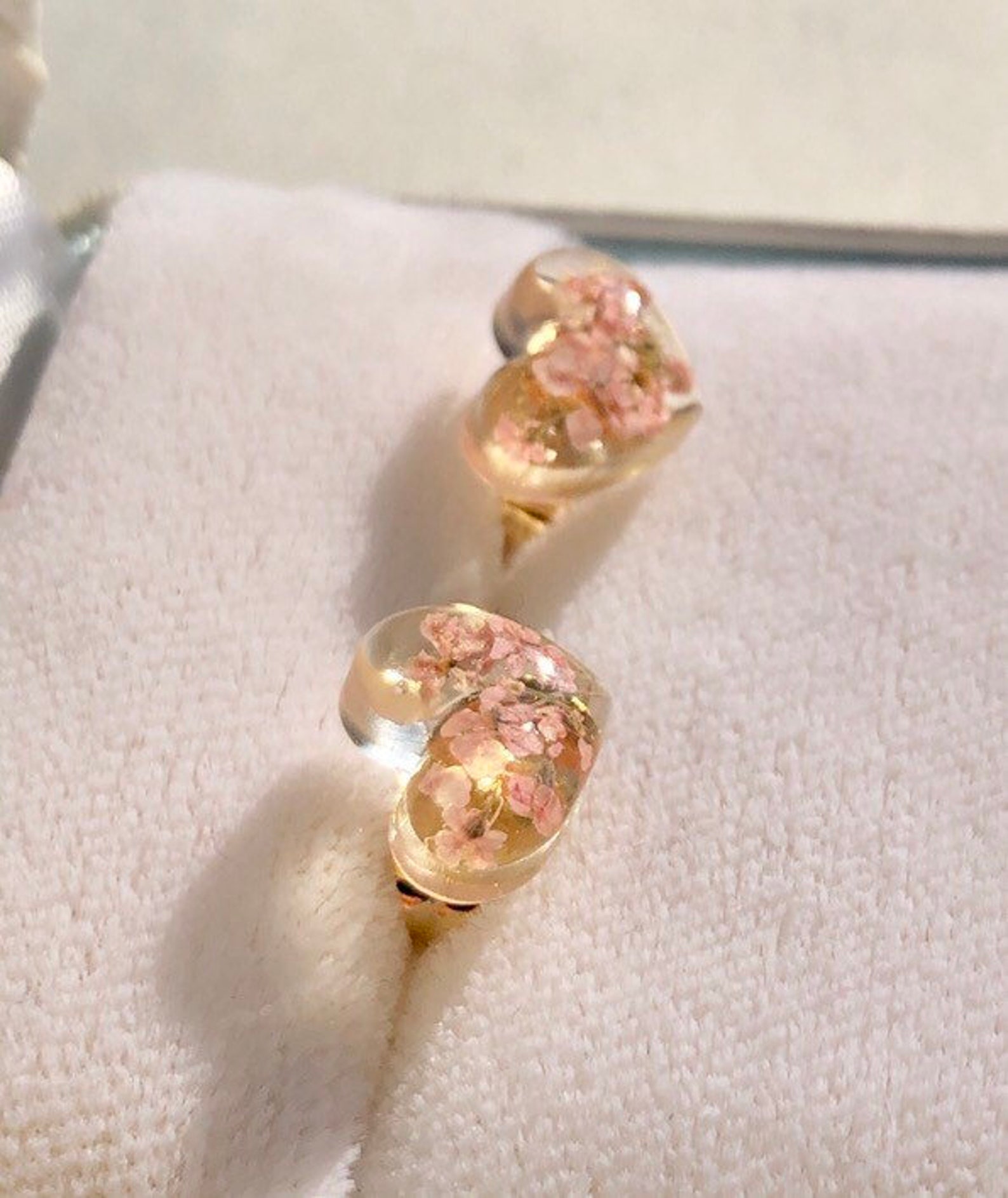 Heart Shaped Sakura Cherry Blossoms Gold Plated/ Sterling Silver ...