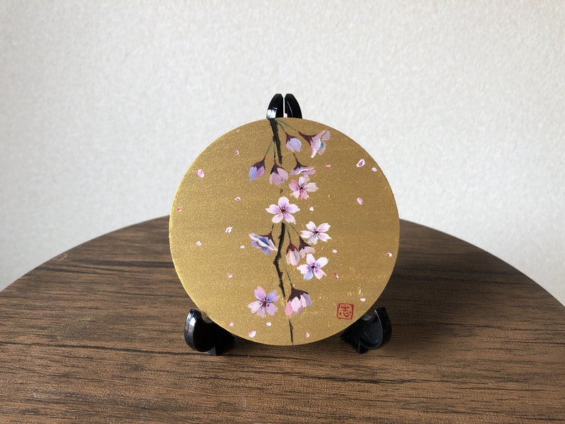 Japanese Small Wooden ZEN Art Sakura Cherry Blossoms, Calligraphy Art ...
