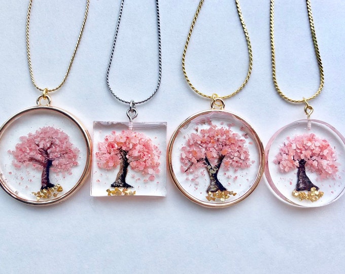 Unique Sakura Cherry Blossom 3D Painting Necklace Realistic - Etsy