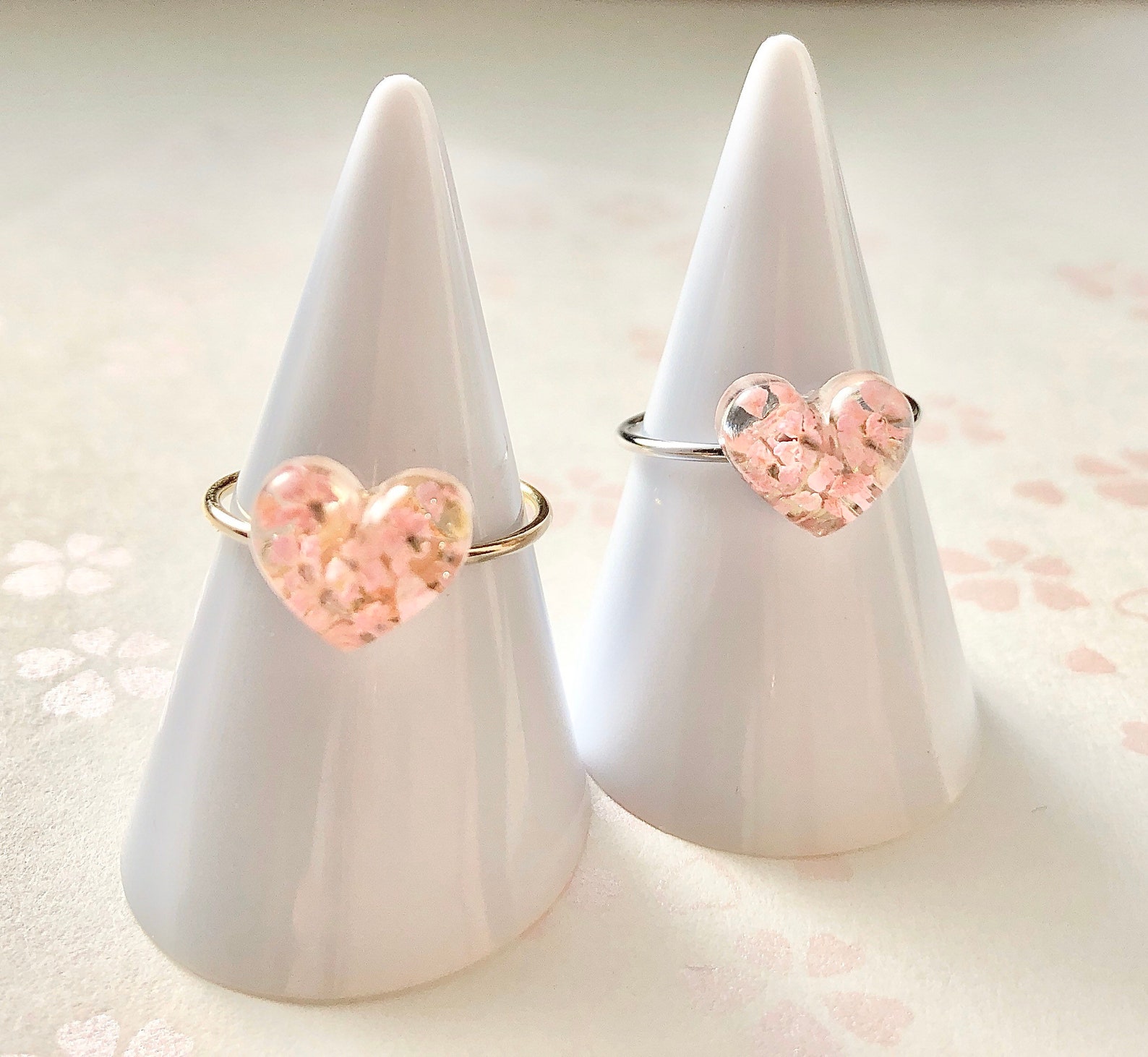 Amazing Heart Shaped Sakura Cherry Blossoms Ring, Miniature 3D Sakura ...