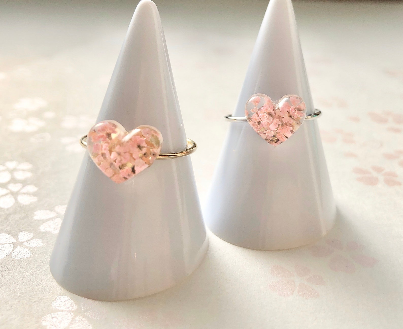 Amazing Heart Shaped Sakura Cherry Blossoms Ring, Miniature 3D Sakura ...