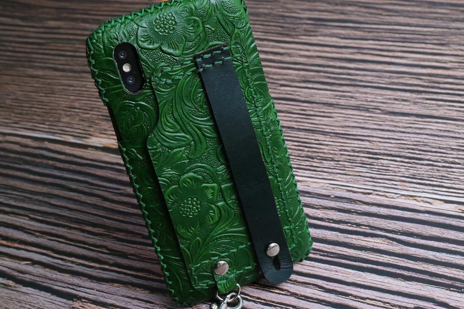 Iphone xr leather case shoulder hand rope Handmade Man or | Etsy