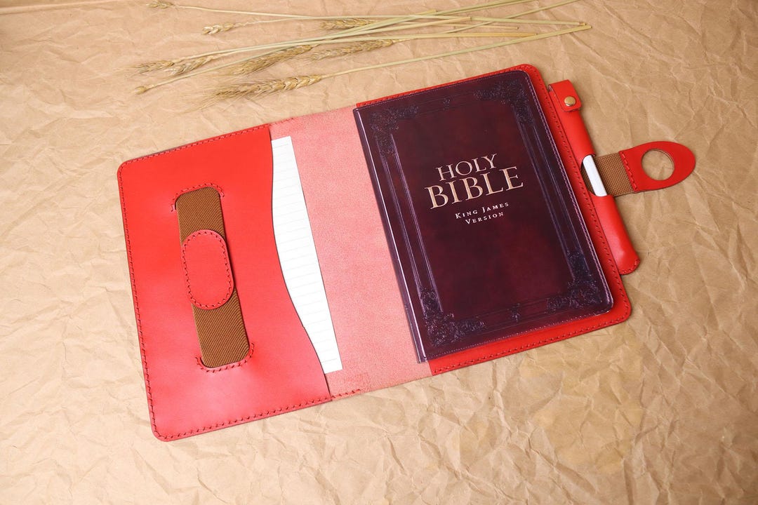 Handcrafted Leather KJV Holy Bible Book Case ,holy Bible Book Cover ...