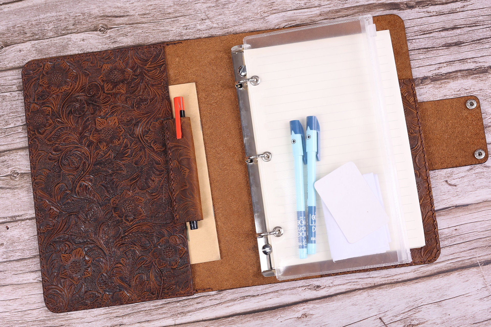 Leather Binder 3-ring, Fit 3 Hole 8.5 X 11 Refill Paper or A5 Paper ...