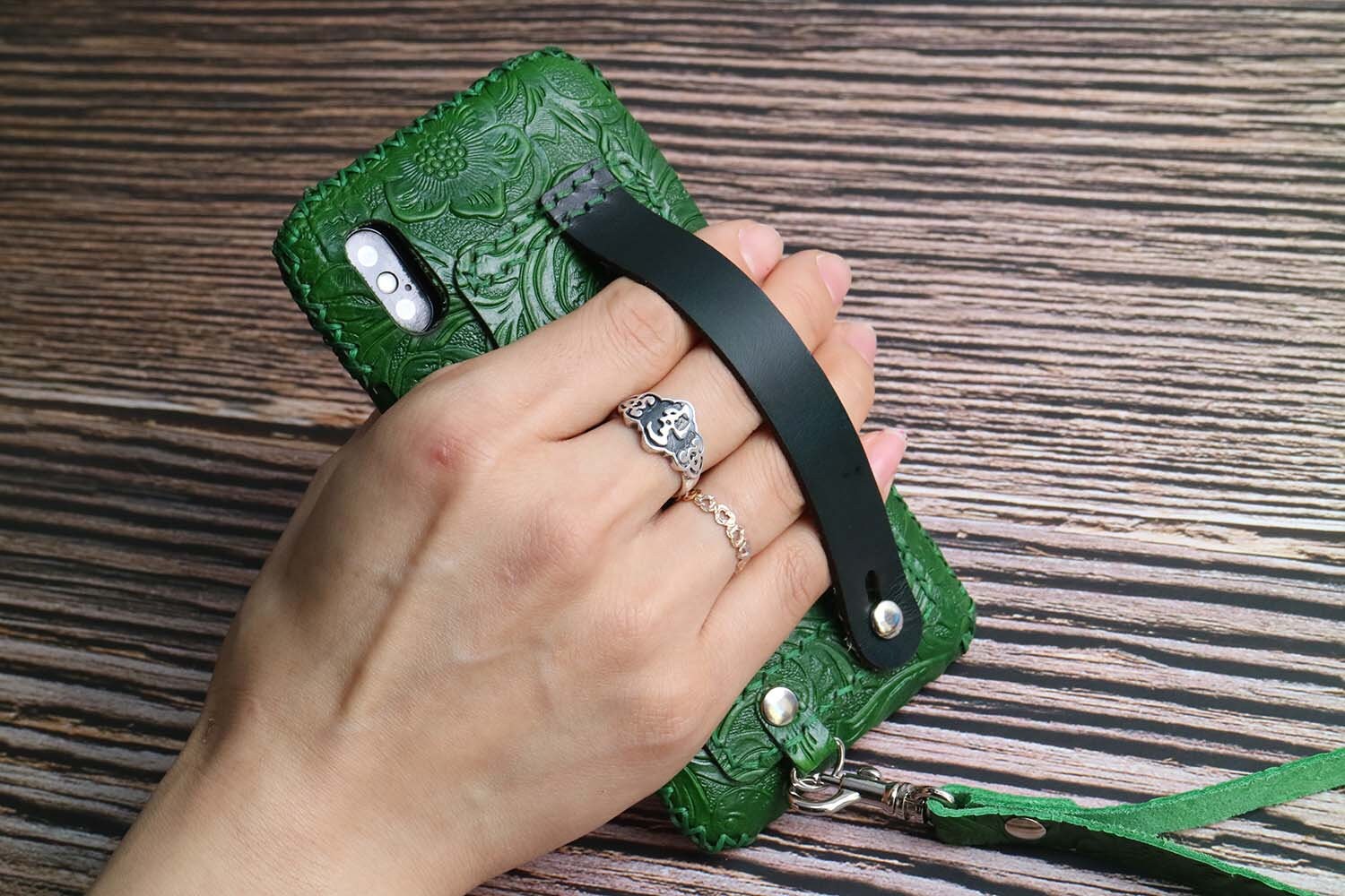 Iphone xr leather case shoulder hand rope Handmade Man or | Etsy