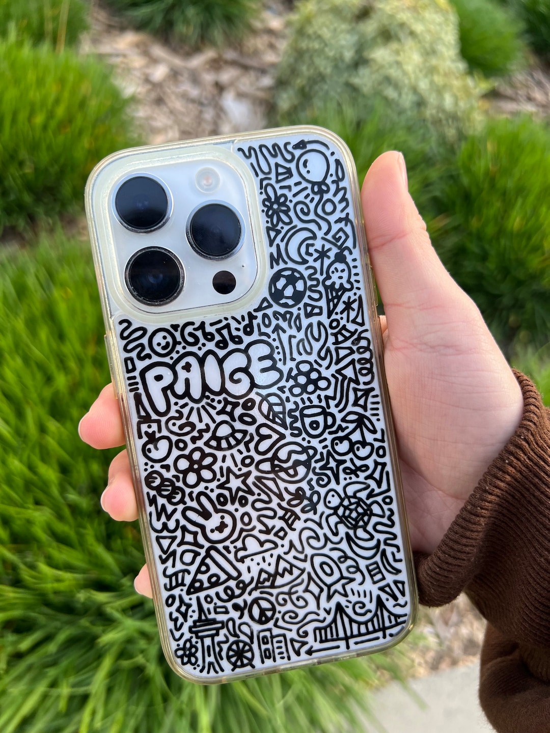 Personalized Custom Doodle Phone Case Clear Name Custom Images Hand ...