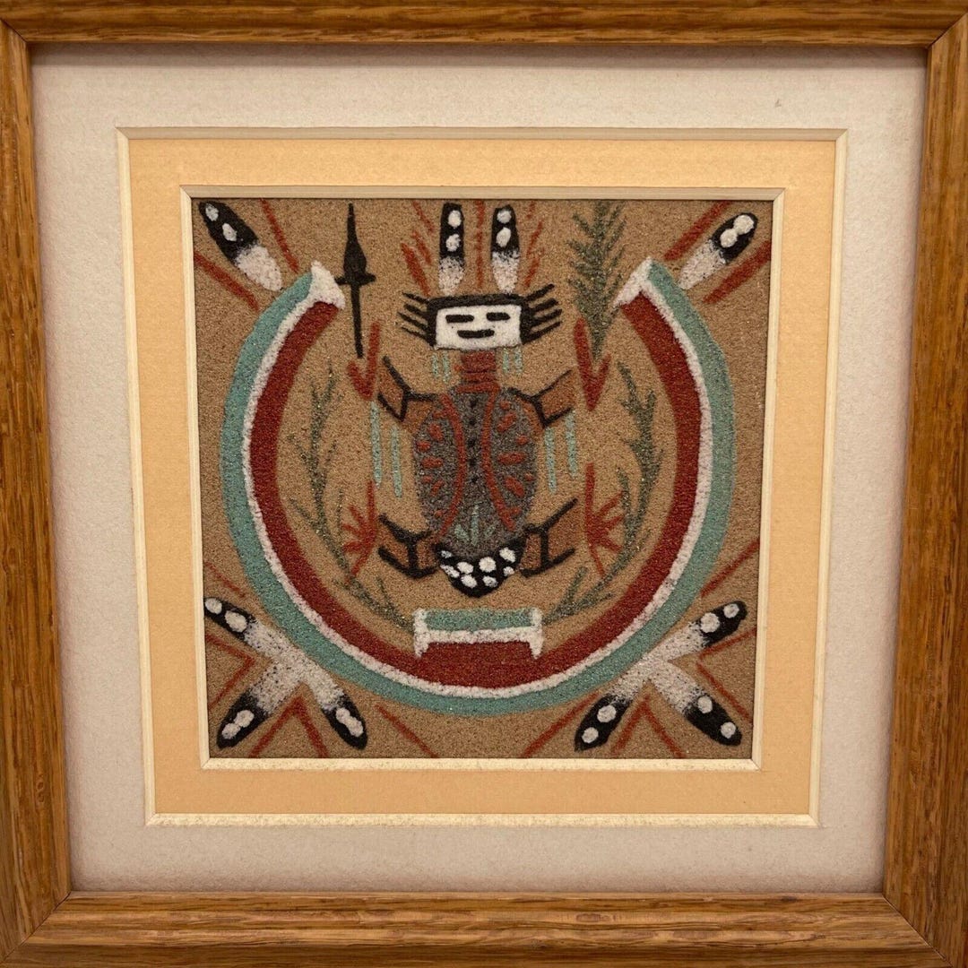 Authentic Navajo Sand Painting Water Creature Artist Br A. Nockai ...