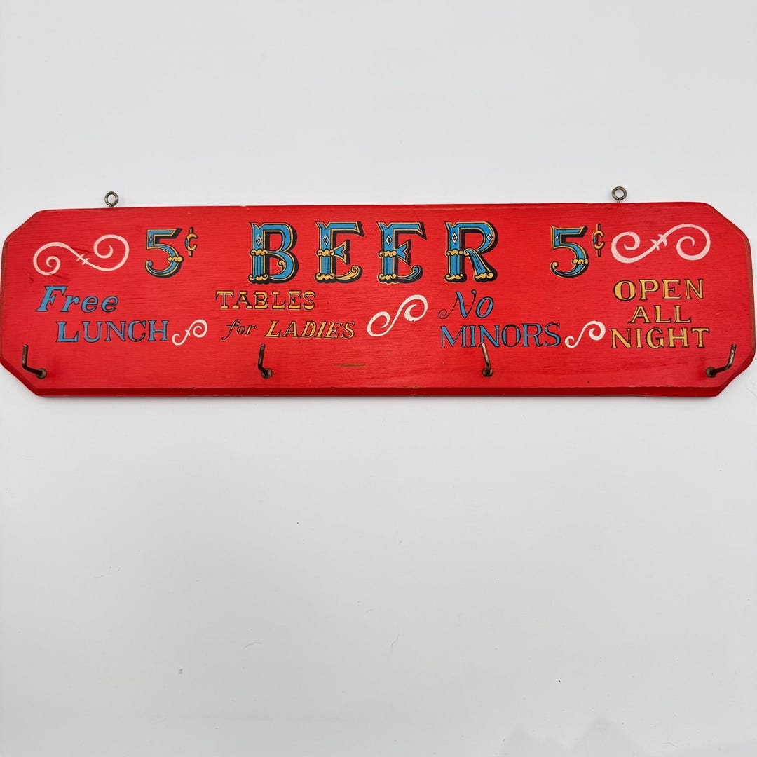 Vintage 5 Cent Beer Sign V.G. Japan Rustic Man Cave Nostalgic Bar ...
