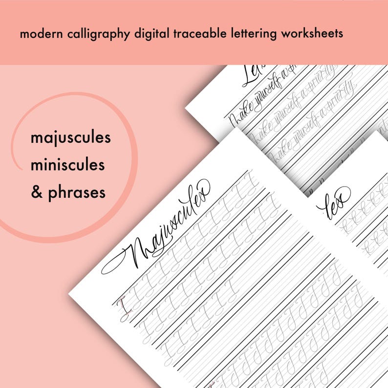 Modern Calligraphy Practice Worksheets | Pointed Pen (PDF Pattern) - Etsy