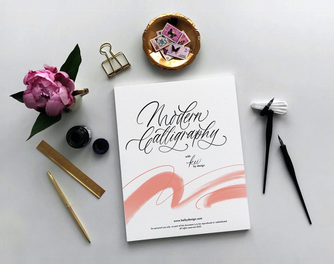 Modern Calligraphy Practice Worksheets | Pointed Pen (PDF Pattern) - Etsy