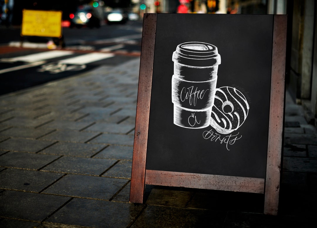 Coffee + Donuts Chalkboard Theme Sign Digital Download, Printable Wall ...