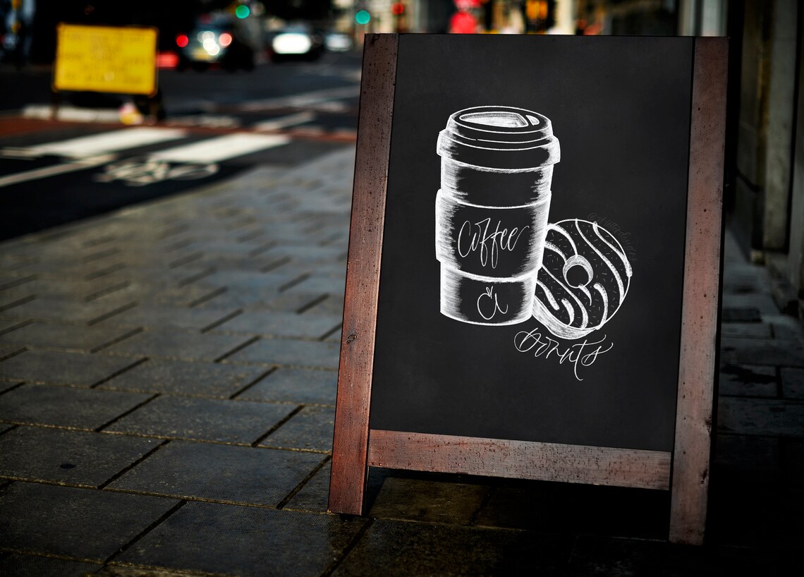 Coffee + Donuts Chalkboard Theme Sign Digital Download, Printable Wall ...