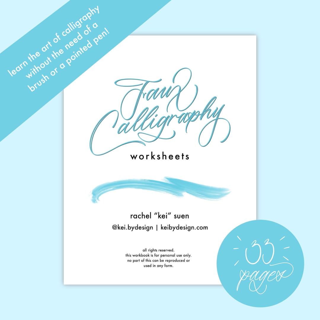 Faux Calligraphy Digital Workbook | Lettering Worksheets | Modern ...